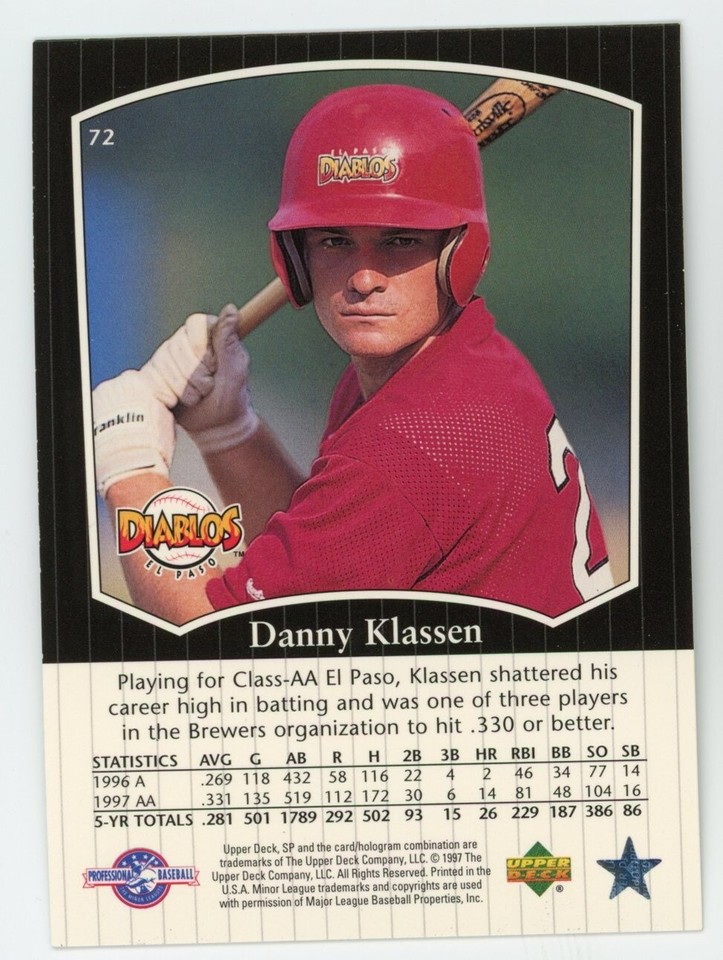 1998 SP Top Prospects Danny Klassen #72 | eBay