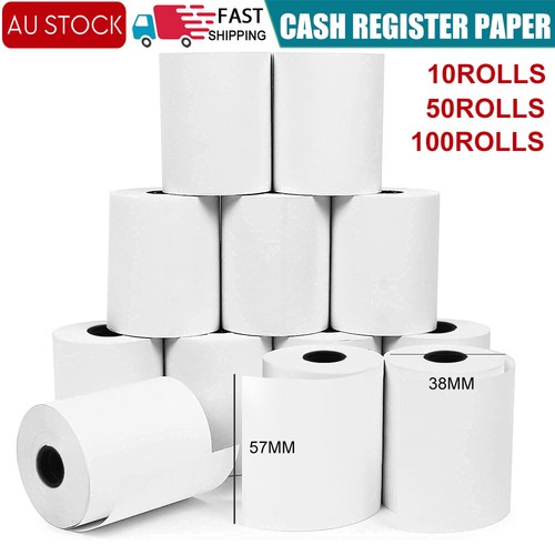 50-200X Rolls 57x38mm EFTPOS Thermal Paper POS Cash Register Receipt ...