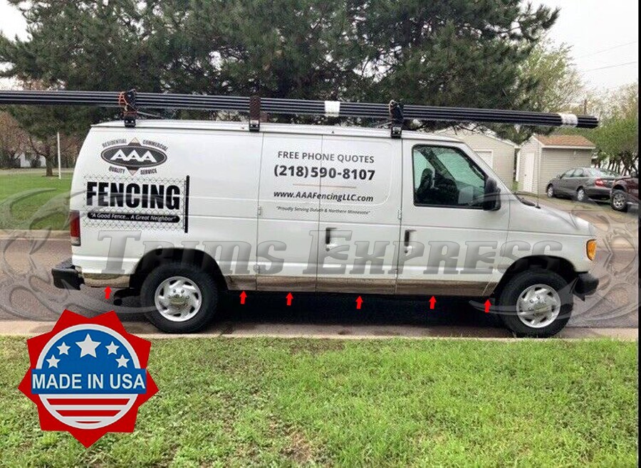 1998-2014 Ford Econoline Cargo Van Folded 3 Door Rocker Panel Trim ...