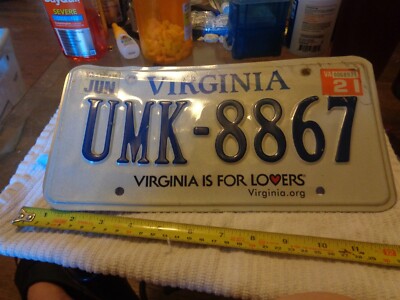 VIRGINIA IS FOR LOVERS Virginia License Plate UMK-8867 (BOX#SPY) | eBay