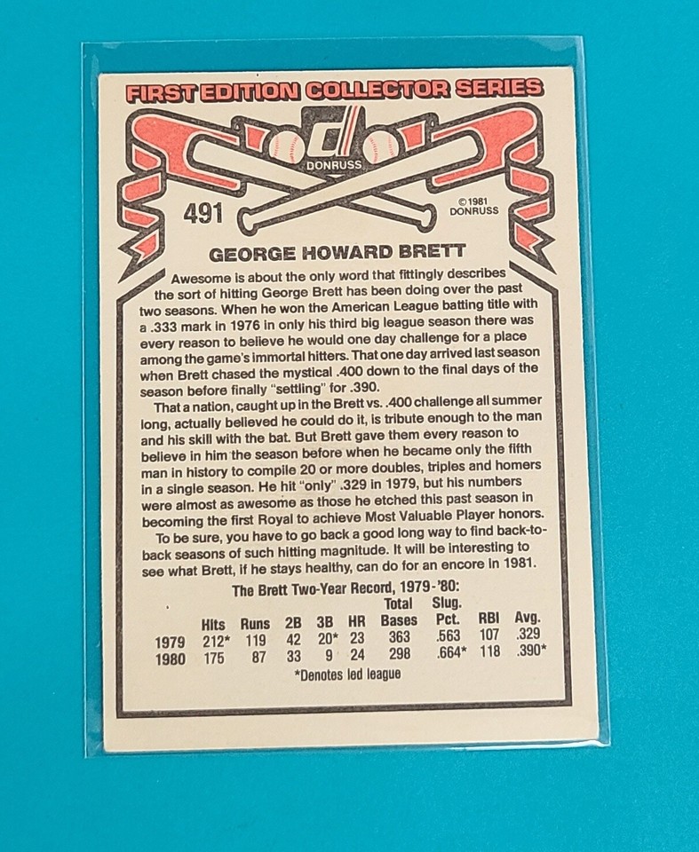 1981 Donruss MVP #491 George Brett Kansas City Royals Baseball Card G ...