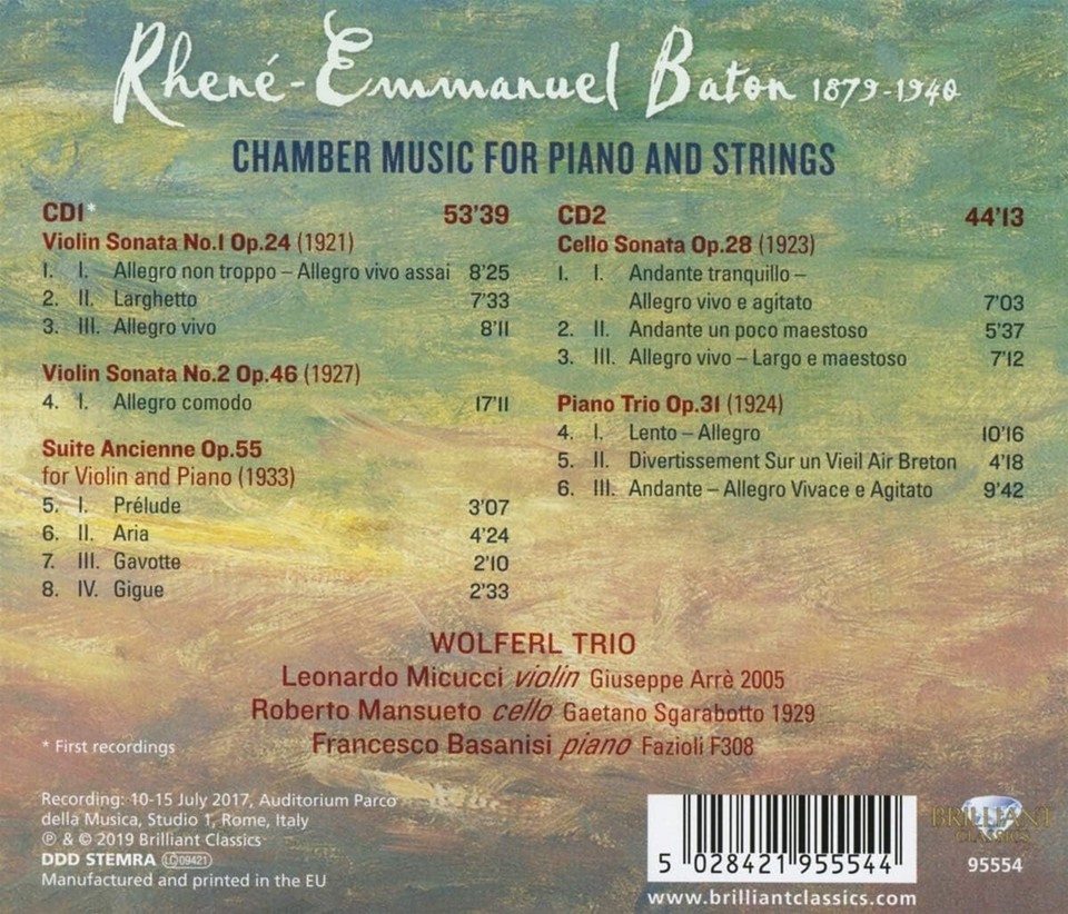 RHENÉ-BATON: Chamber Music for Piano and Strings 2CD NEW SEALED ...