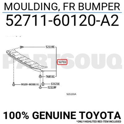 5271160120A2 Genuine Toyota MOULDING, FR BUMPER 52711-60120-A2 | eBay