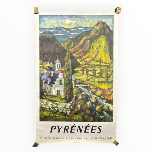 Original Vintage Pyrénées Travel Poster 1950s Gerard Cabet SNCF French ...