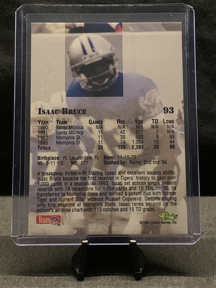 1994 Classic Draft Issac Bruce Rams Rookie Card #93 | eBay