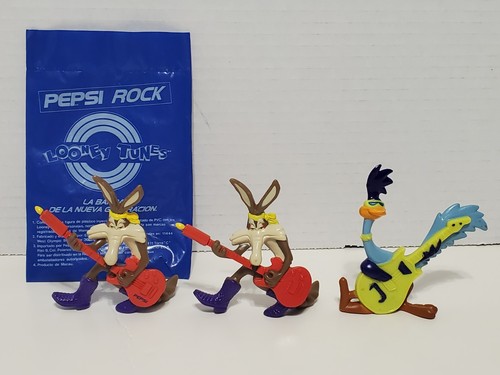3 PEPSI ROCK LOONEY TUNES FIGURES WARNER BROS 1994 ROAD RUNNER WILE E ...