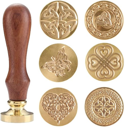 Celtic kont Seal Wax Stamp with 6 Patterns Removable Brass Heads + 1 ...