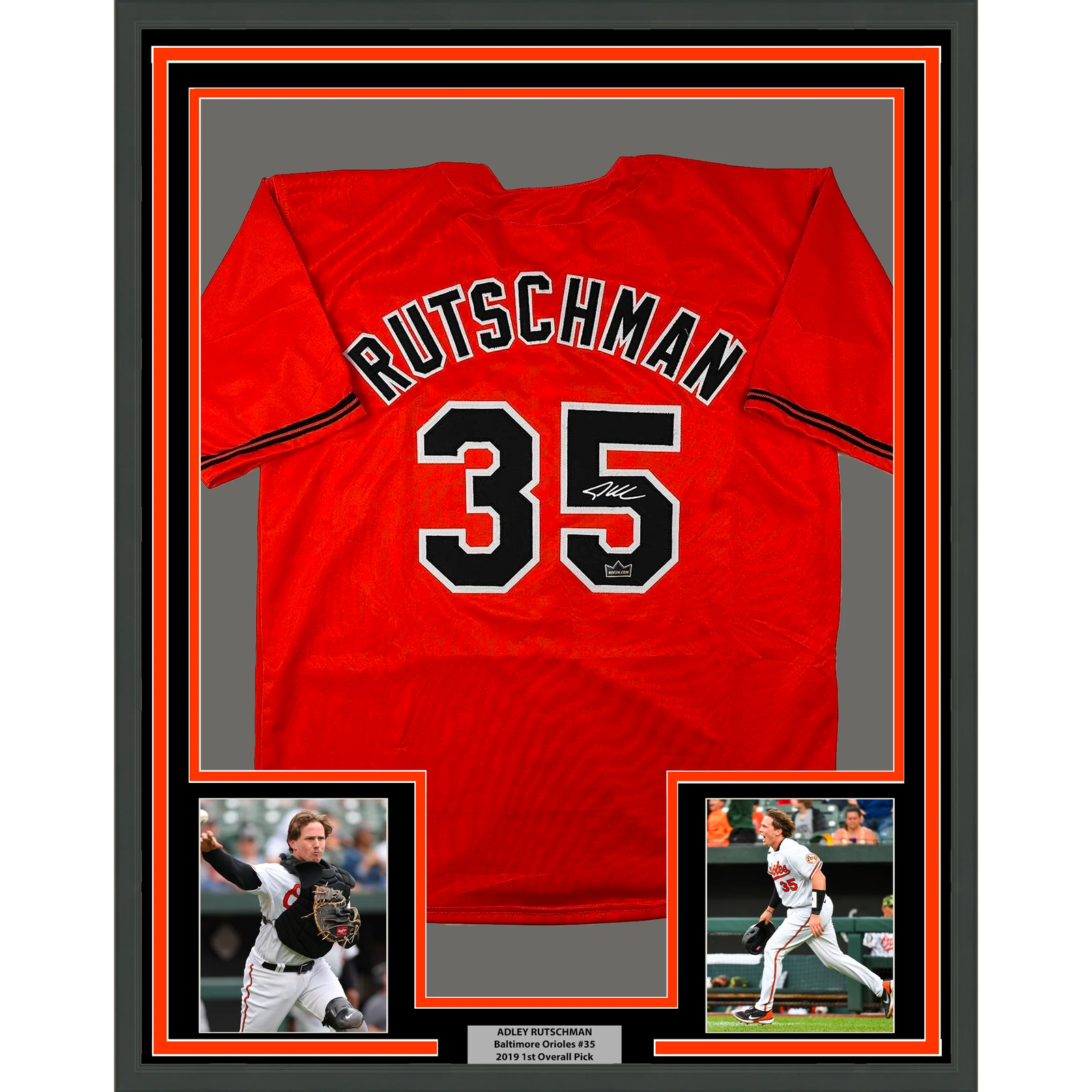 Framed Facsimile Autographed Adley Rutschman 33x42 Orange Reprint Auto ...