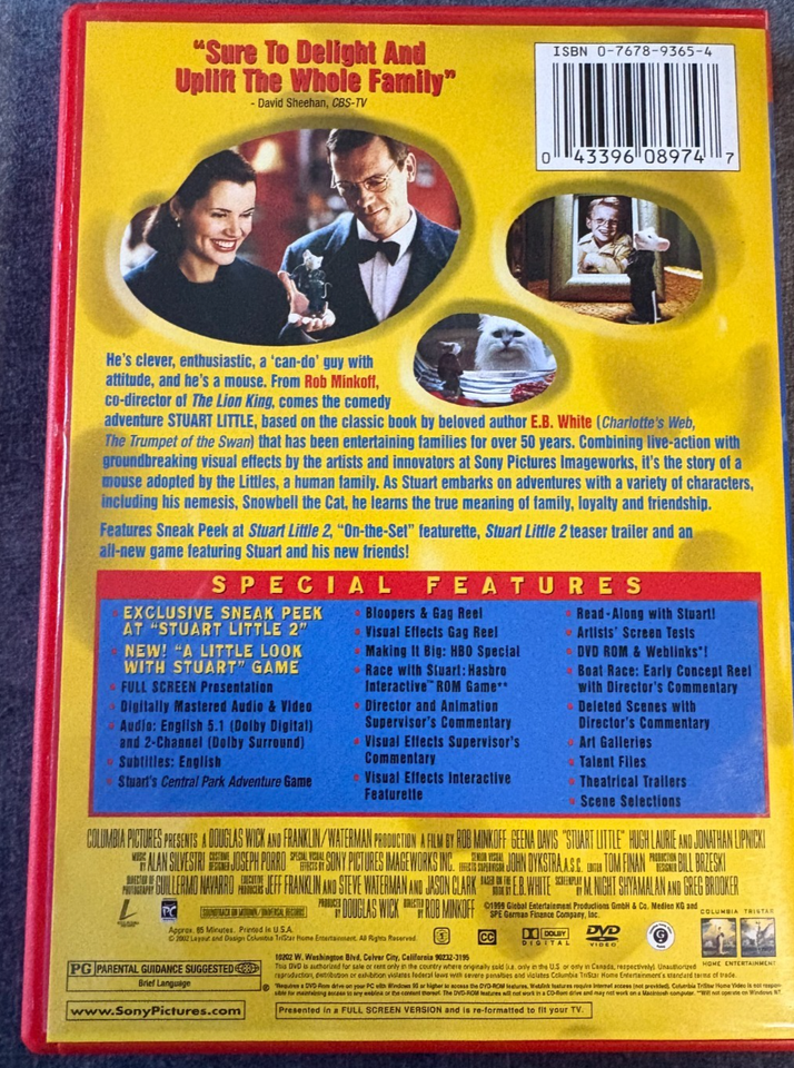 Stuart Little DVD 1999 Deluxe Edition Full Screen Family Movie Special ...