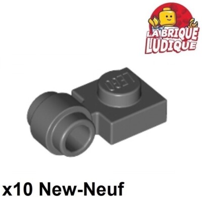 Lego x10 Plate Modified 1x1 clip ring trou anneau gris foncé/dark b ...