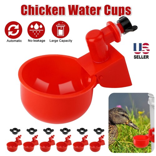 6PCS Automatic Water Cups Poultry Drinker Waterer Chicken Duck Quail ...