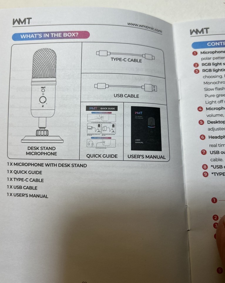 WMT USB Microphone - Condenser for Gaming - Black Missing Type C Cable ...