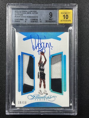 DAVID ROBINSON BGS 9 2015-16 PANINI FLAWLESS DUAL GU PATCH AUTO ...