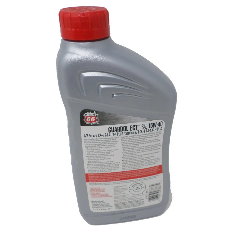 Phillips 66 Guardol ECT 15W-40 Synthetic Blend Diesel Engine Oil - 12 ...