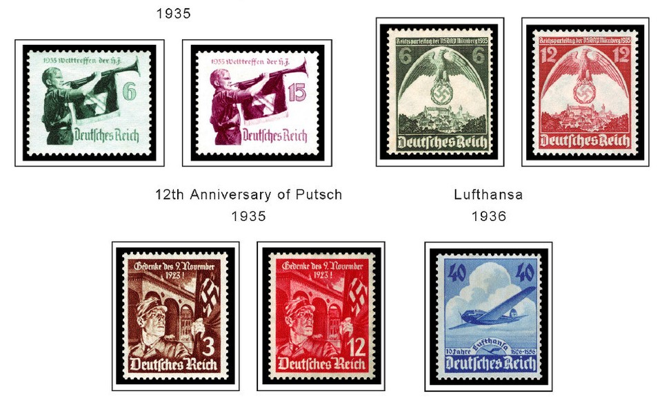 COLOR PRINTED GERMANY III REICH 1933-1945 STAMP ALBUM PAGES (43 illustr ...