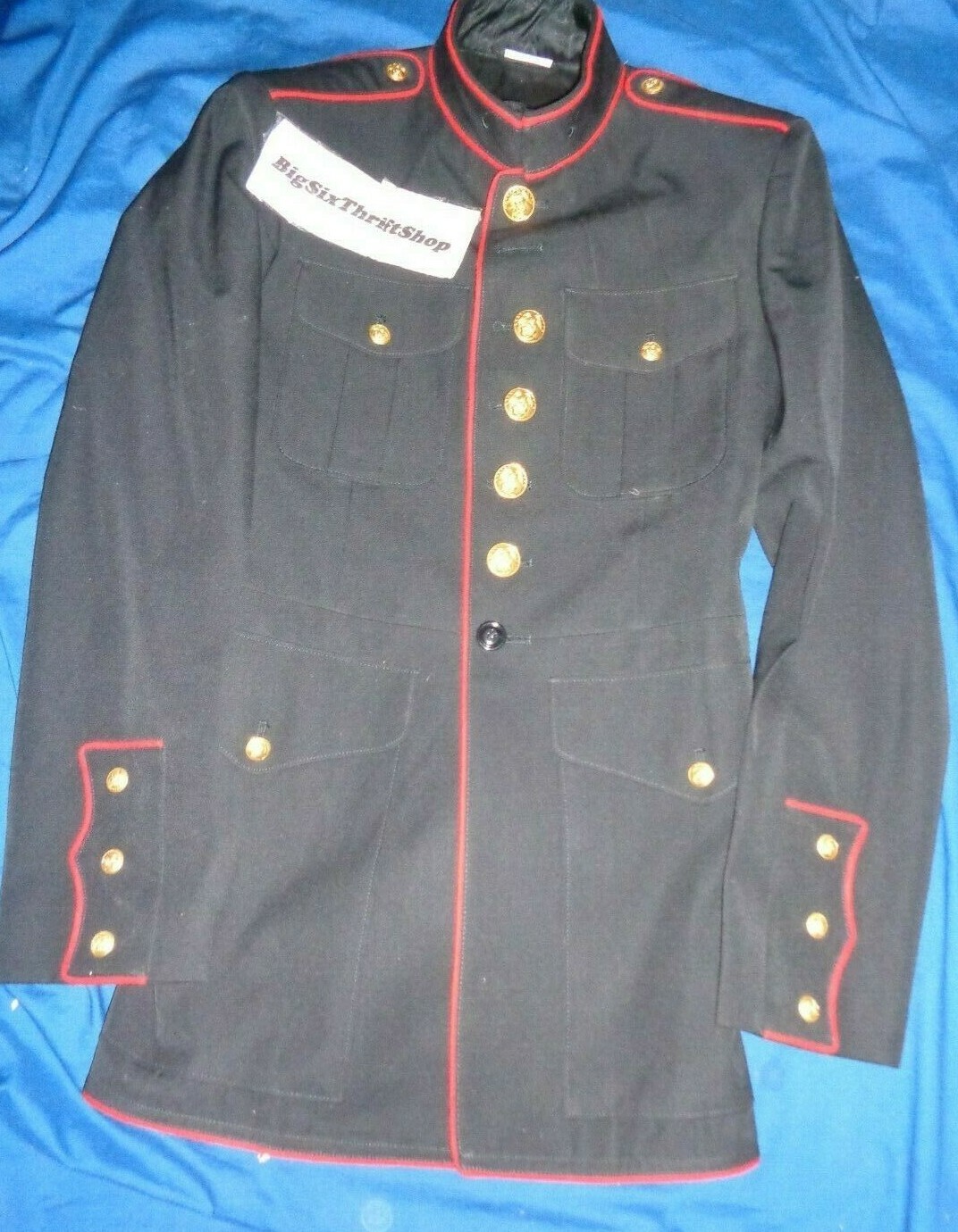 MARINE CORPS USMC DRESS BLUES UNIFORM BLOUSE JACKET COAT 40 LONG E-1 ...