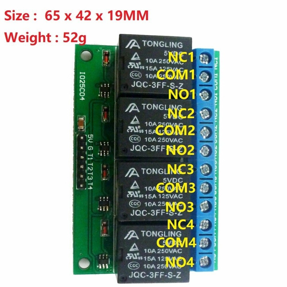 4ch 5V Flip-Flop Latch Relay Module Bistable Self-locking Electronic ...