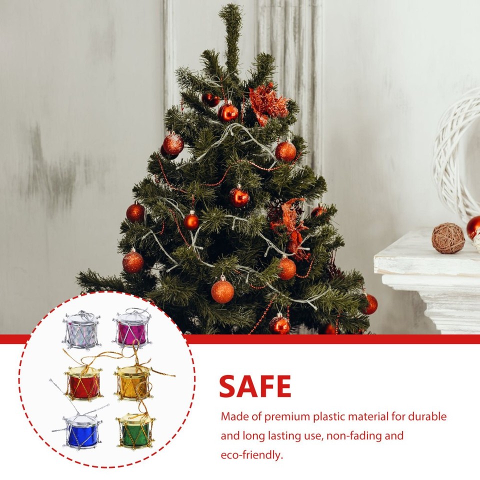 12 Pcs Christmas Snare Drum Pendant Mini Decorations Ornaments Tree ...