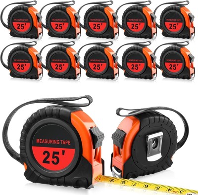 12 Pieces 25 ft Tape Measures Bulk Retractable Measuring Tapes Easy ...