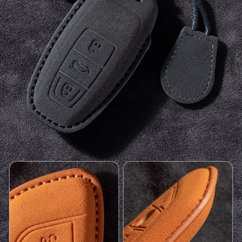 Suede Leather Car Smart Key Fob Case Cover For Audi M4 S5 Q7 B9 A4 A5 ...