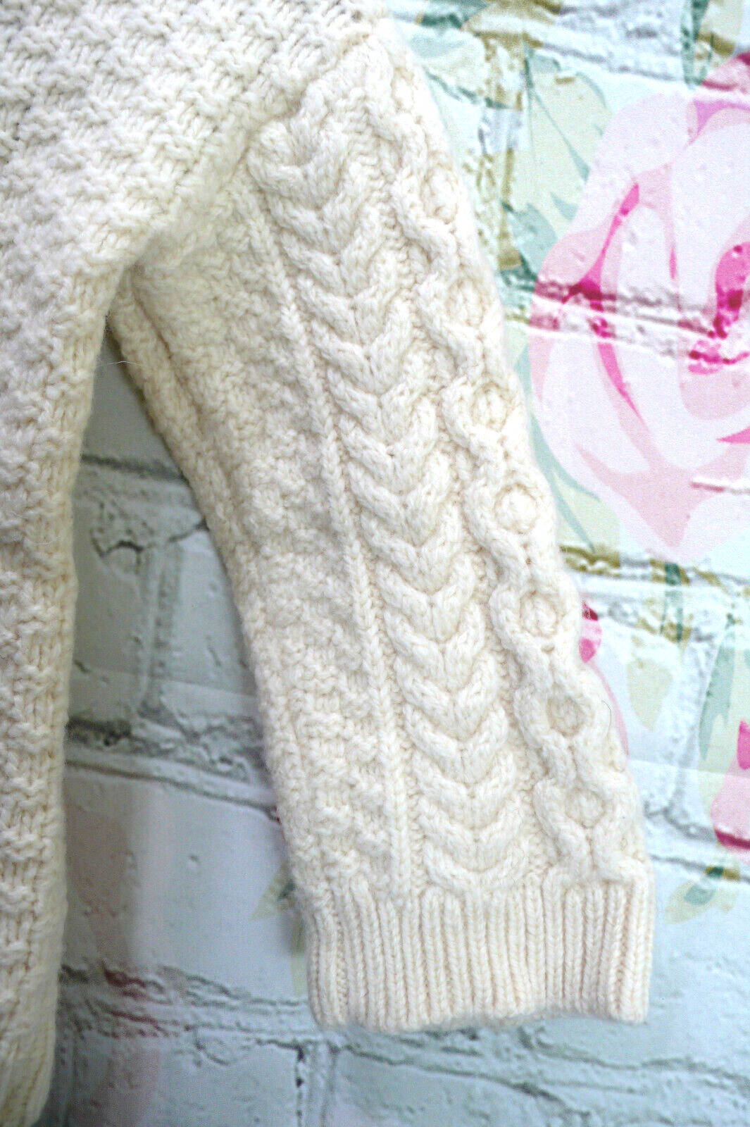 ORIGINAL ARAN Co. 100% Merino Wool Cable Knit Button … - Gem