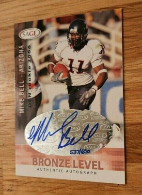 Mike Bell Rookie Card Autograph 2006 Sage "BRONZE" Auto Factory # /650 ...