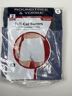 Roundtree & Yorke Mens Full Cut Boxers Multicolor Two Pairs Size 50 New ...