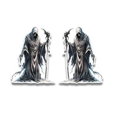 2x Small Scary Evil Grim Reaper Halloween Vinyl Sticker Decal Scrapbook ...
