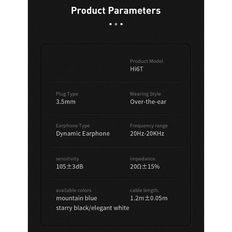 L-Shaped 3.5mm Over the Ear Headphones Hi6T Earbud 20HZ-20KHz for ...