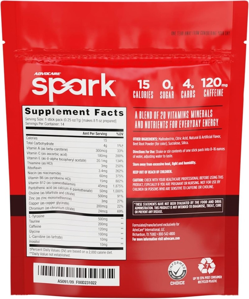 AdvoCare Spark Vitamin & Amino Acid Supplement - Focus & Energy Drink ...