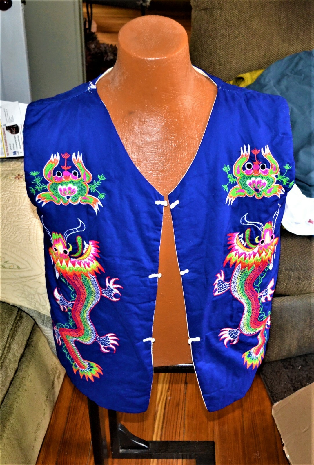 Beautiful Vintage Japanese String Button Vest Dragons… - Gem