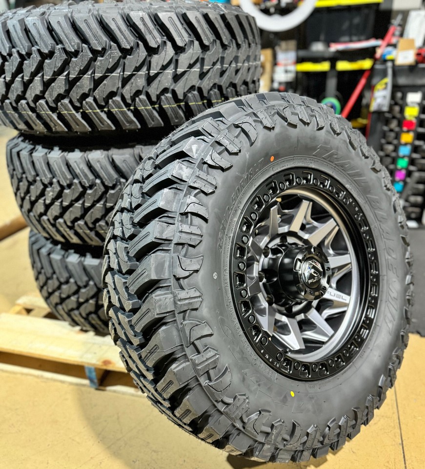 18x9 Fuel D716 Covert Gray Wheels 35 Atturo MT Tires 8X170 Ford Super ...