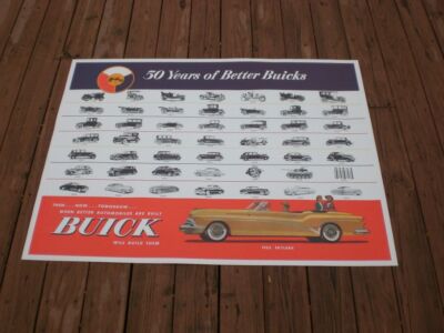 BUICK 19041953 ALL MODELS; REPRINT OF 50th ANNIVERSARY POSTER SHOWROOM ...