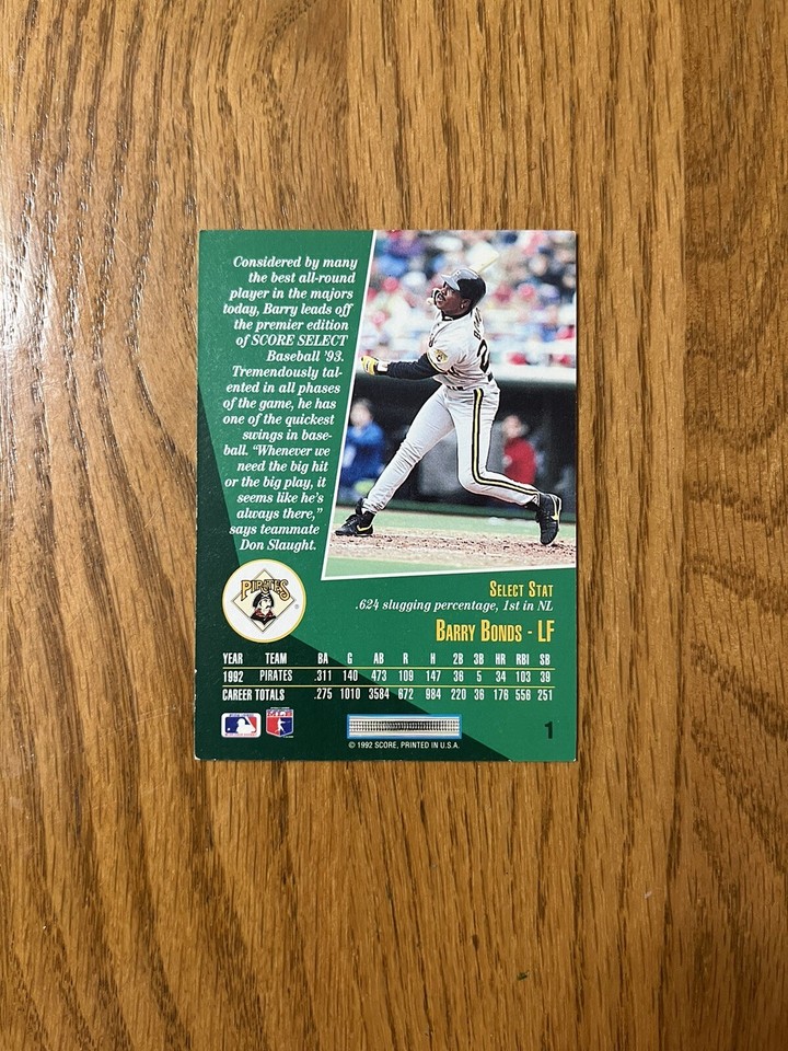 Barry Bonds 1993 Score Select #1 | eBay