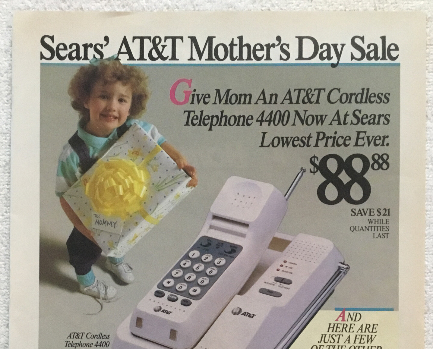 1988 Sears AT&T Cordless Phone Magazine Print Ad Great To Frame! | eBay
