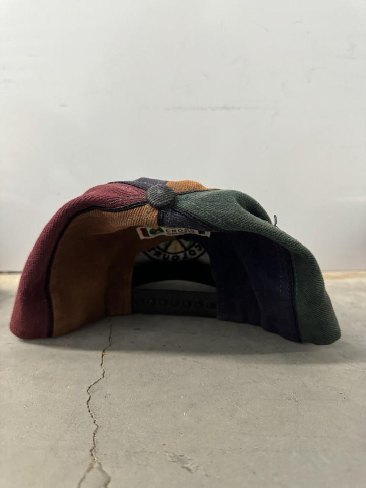 VINTAGE Cross Colours Hat Cap Snap Back Earth Tone Pinwhee Hip Hop Logo ...
