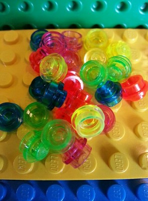 LEGO Plate Round Mixed 1x1 x25 Trans Neon Green Yellow Orange Pink ...