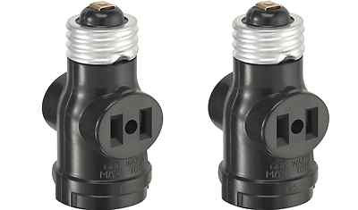 2 PACK Leviton Two Outlet & Socket Adapters Keyless Black | eBay