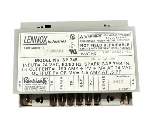 LENNOX OEM Furnace Ignition Control Module 97h0401 SP745 for sale ...