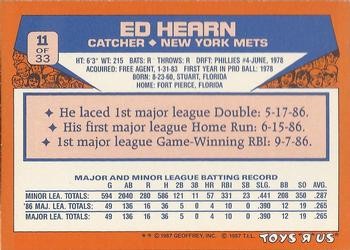 Ed Hearn 1987 Topps Toys "R" Us Rookies 11 New York Mets Baseball Card ...