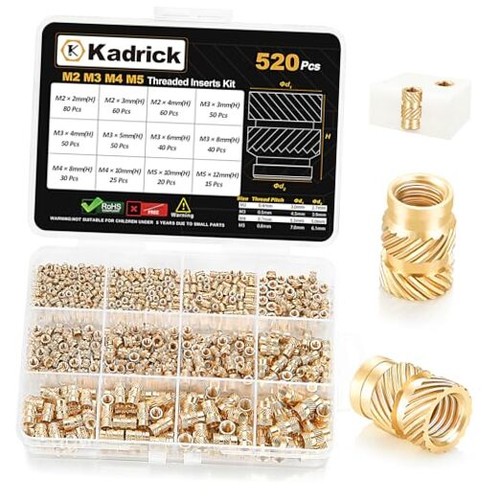 520Pcs M2 M3 M4 M5 Threaded Inserts Assortment Kit for 3D Printing | eBay