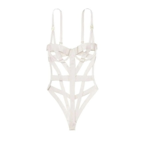 Victoria's Secret Strappy Banded Caged Teddy White L | eBay