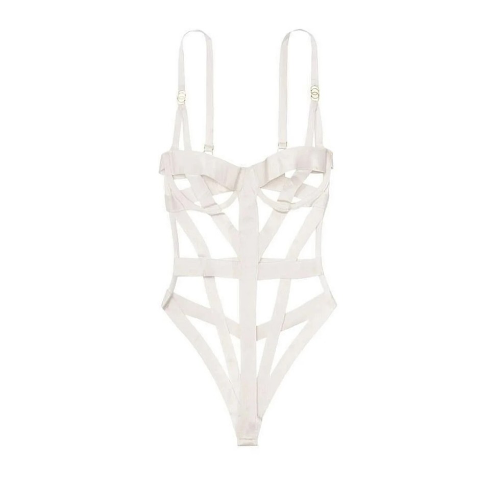 New Victoria's Secret Strappy Banded Teddy White Lingerie XL | eBay