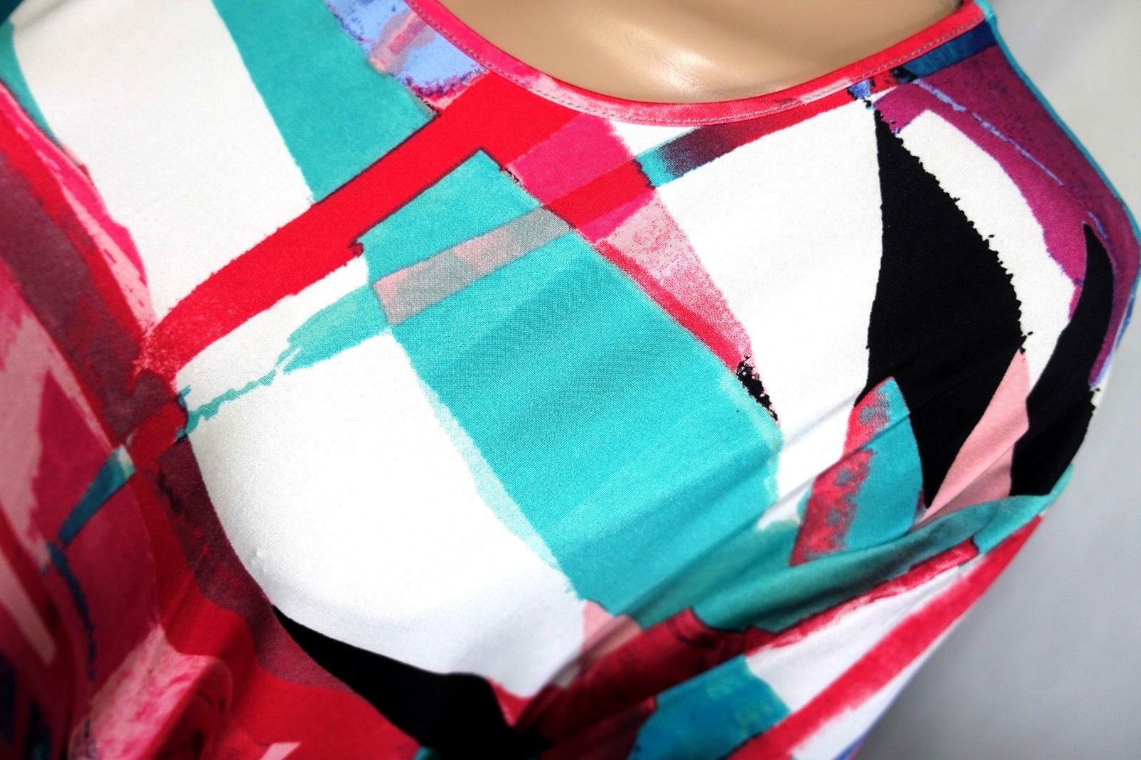 N Touch Women Plus 1x 2x 3x Elegant Teal Red White Tunic Top Blouse Top ...