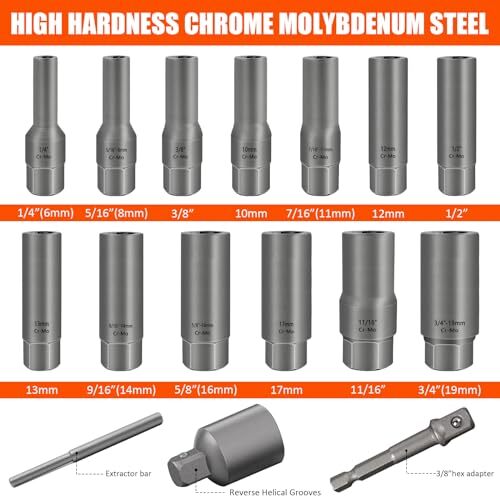 Deep Bolt Extractor Kit, 16Pcs Bolt Extractor Socket Set for Rounded ...