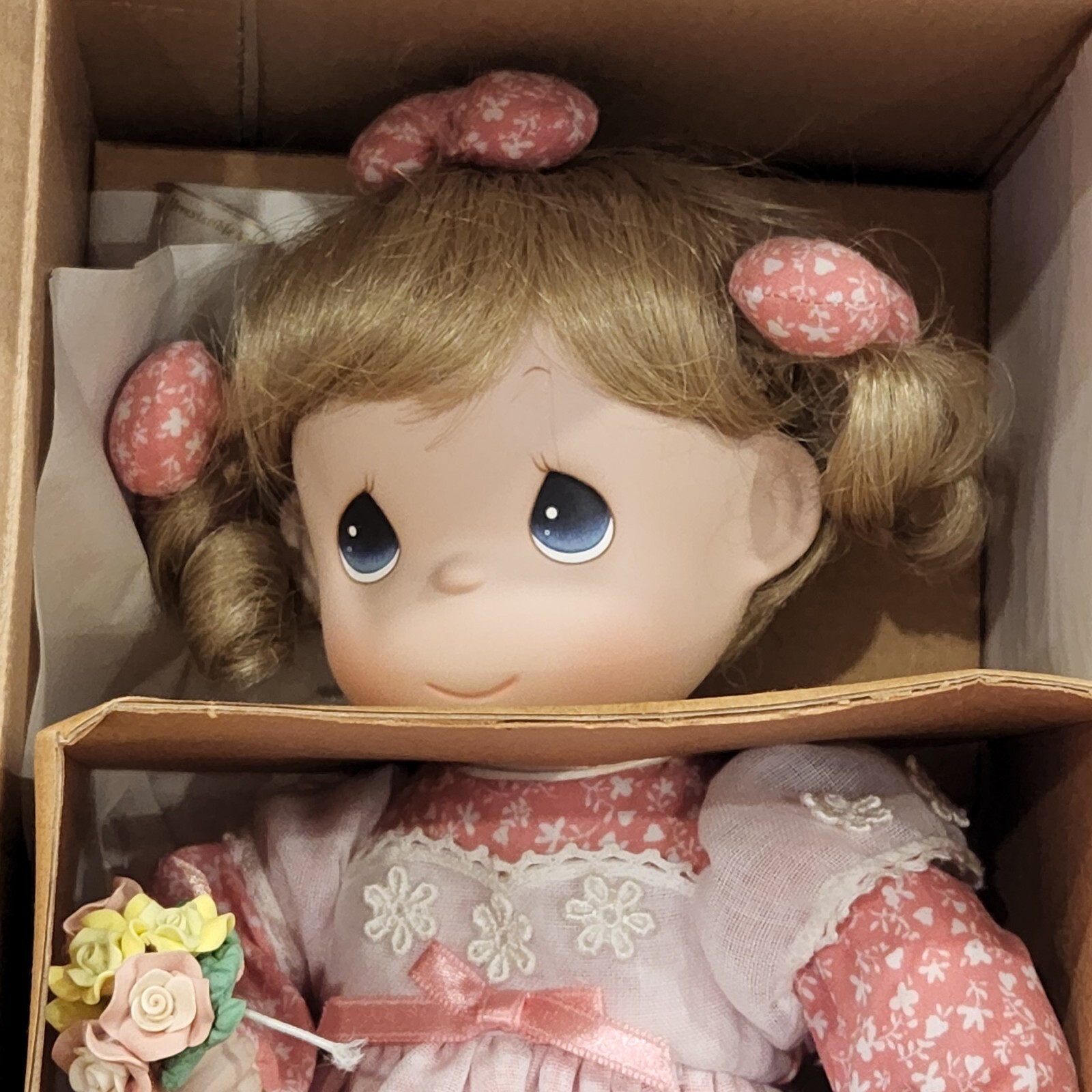 VINTAGE ASHTON DRAKE PRECIOUS MOMENTS DOLL - PINK DRESS, APRON, FLOWER ...