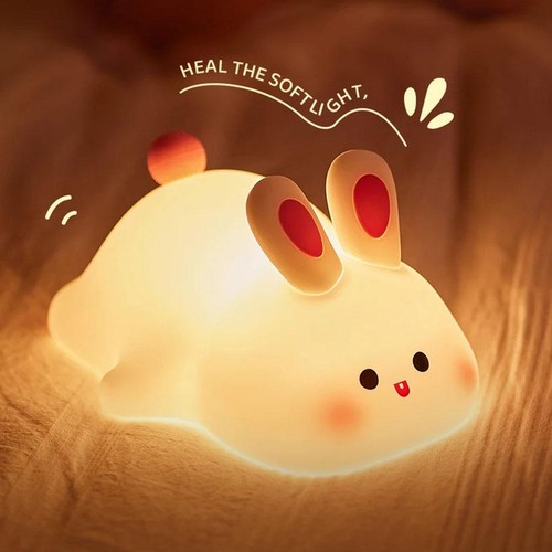 LED Cute rabbit Night Light USB Silicone Night Lamp Rechargeable ...