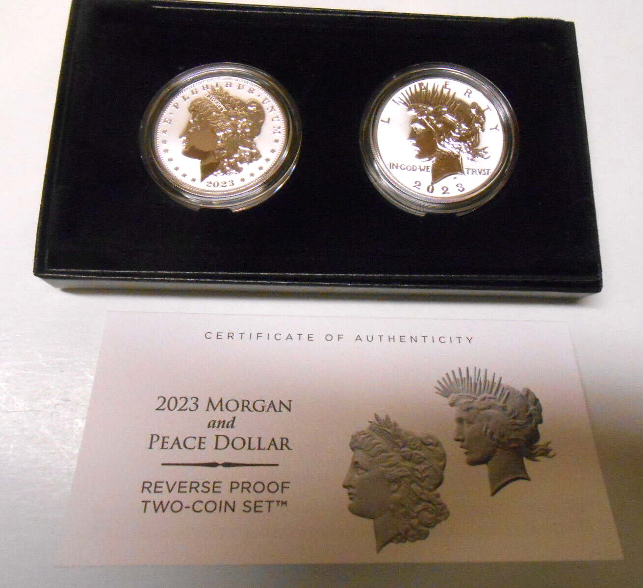 Morgan & Peace Dollar Reverse PROOF SILVER 2 Coin Set 2023 Scarce SEE ...