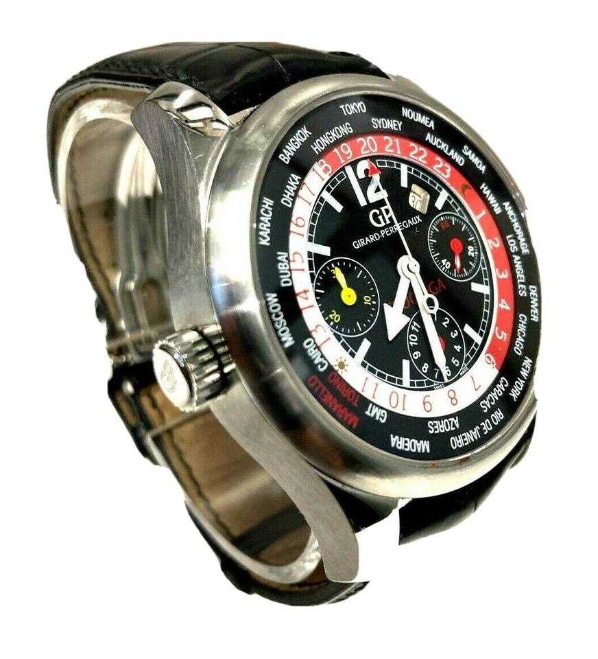 GIRARD PERREGAUX Titanium 43mm World Time Chronograph Ferrari 4980 Box ...