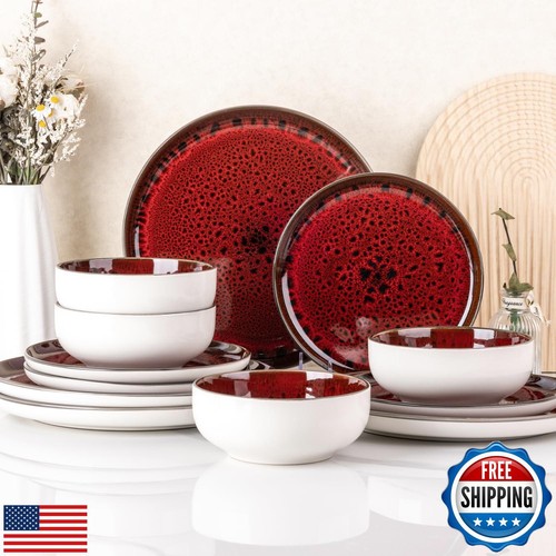 GBHOME Ceramic Dinnerware Sets, 12 Pieces Stoneware Dinnerware Set ...